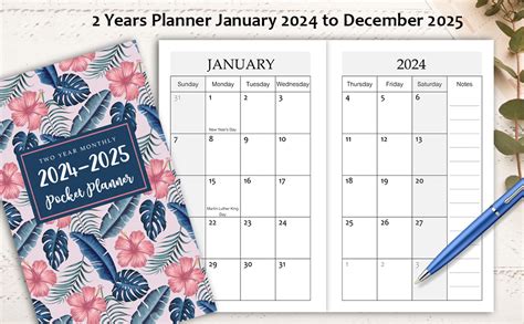 Two Year Monthly Pocket Planner 2024 2025 24 Months January To