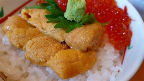 Uni Ikura Don Sea Urchin And Salmon Roe Over Japanese Rice Hokkaido