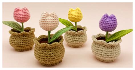 Mini Tulip Pot Amigurumi Free Crochet Pattern