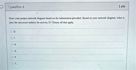 Solved Question 6 1 Pts Draw Your Project Network Diagram Based On