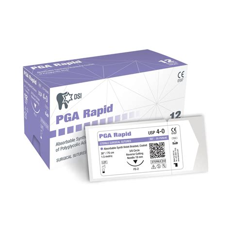 Dsi Pga Rapid Surgical Suture Multifilament Resorbable 75cm 12pk