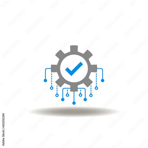 Vector Illustration Of Gear With Check Mark And Circuit Pattern Icon Of SAP System Software