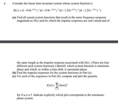 7 consider the linear time invariant system whose