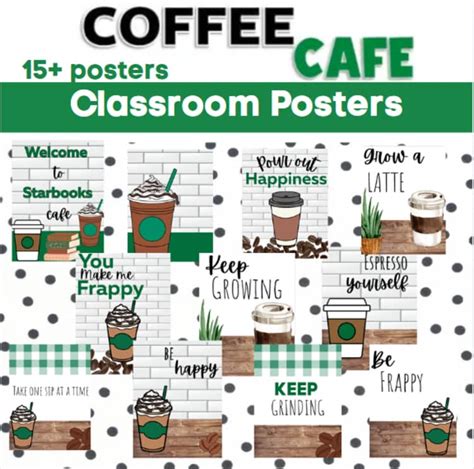 Coffee Cafe Posters Bulletin Board Set Growth Mindset Coffee Classroom