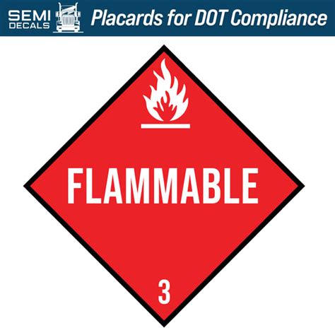 Hazard Class 3 Flammable Placard Semi Decals