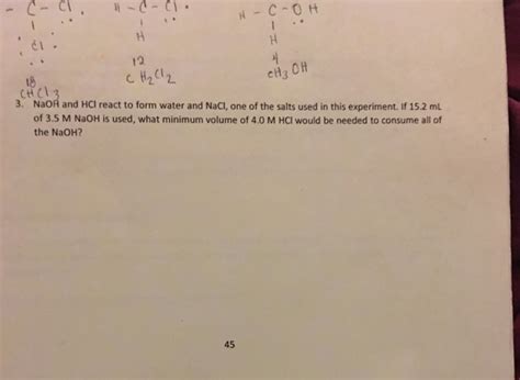 Solved Naoh And Hcl React To Form Water And Nacl One Of The