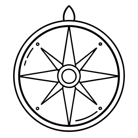 Compass Outline Coloring Book Page Line Art Drawing Premium Ai