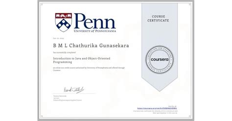Completion Certificate For Introduction To Java And Object Oriented