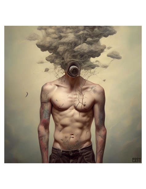 Surreal Camera Head Man Art Thought Provoking Gay Themed Print 8x8