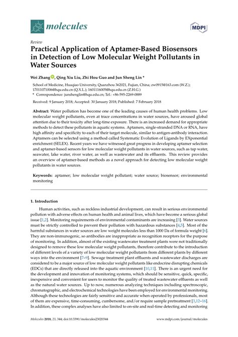 Pdf Practical Application Of Aptamer Based Biosensors In Detection Of Low Molecular Weight