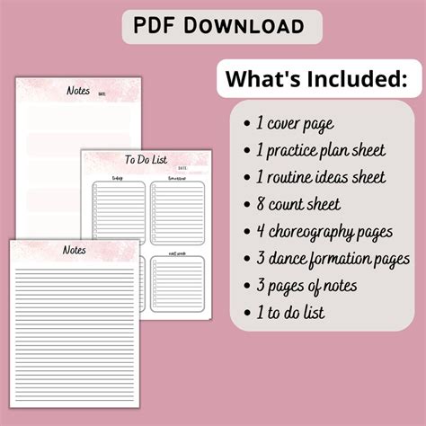 Dance Routine Planner Choreography Planner Dance Instructor Planner