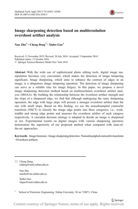 Image Sharpening Detection Based On Multiresolution Overshoot Artifact