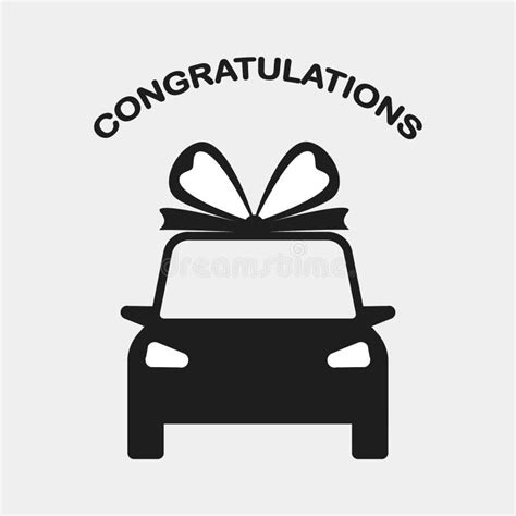 Auto With Bow Isolated On White Background Car Automobile Icon Business Sedan T Present