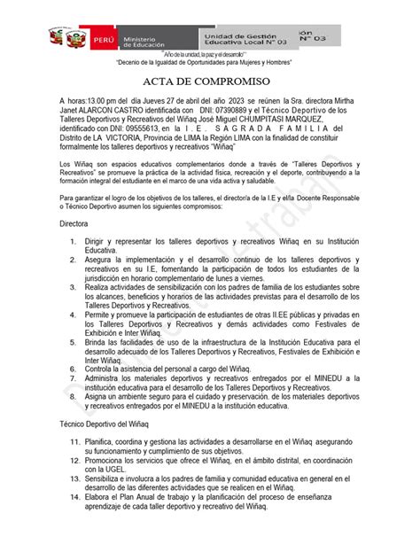 Acta De Compromiso Tecn Pdf