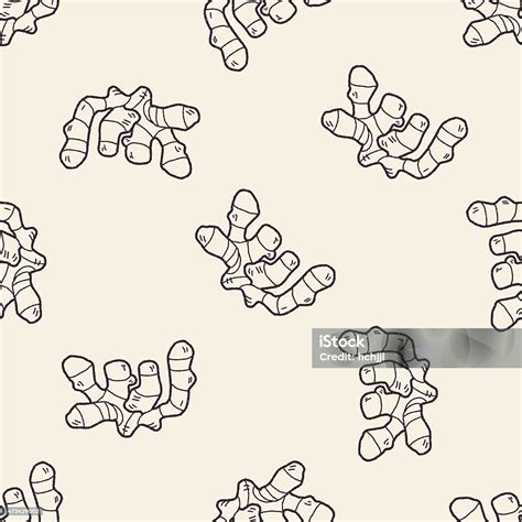 Ginger Doodle Seamless Pattern Background Stock Illustration Download