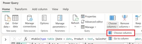 เลือกหรือลบคอลัมน์ power query microsoft learn