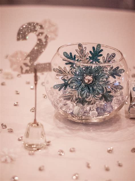 Winter Wonderland Centerpiece With Snowflakes And Glitter