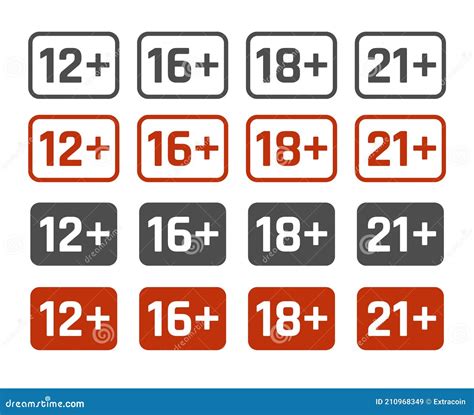 Age Restrictions Icons Set Adults Content Signs Stock Vector Illustration Of Sixteen Graphic