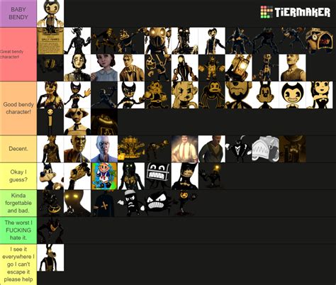 All Of The Bendy Characters Ranking Tier List Community Rankings