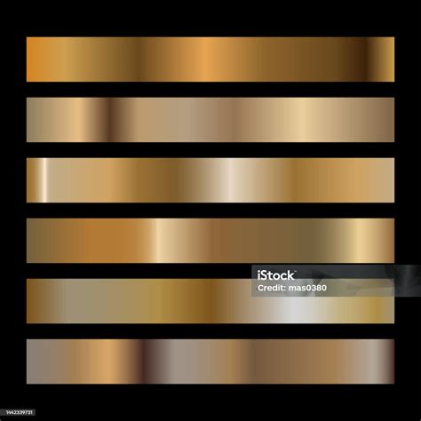 Metal Gradient Set Golden Bronze And Brass Gradient Design Vector Stock