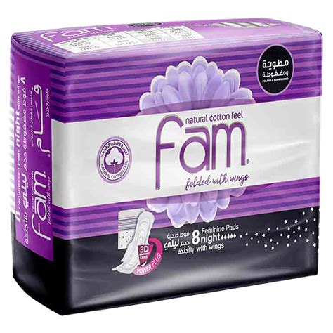 Fam Maxi Thick Folded With Wings Night Sanitary Pads 8 Pads Jomlaae