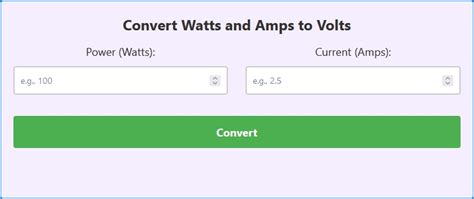 Watts To Volts Conversion Calculator Watts And Amps To Volts