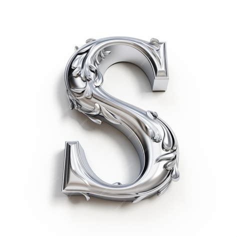 Premium Photo Silver 3d Letter S On White Background