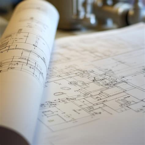 A Closeup Of Chemical Engineering Blueprints And Design Schematics For