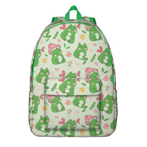 Mushroom Frog Backpack Cute Cartoon Frog Pattern Bookbag With Forest