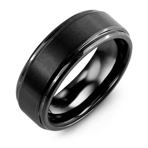 Madani Mens Brushed Ceramic Polished Edges 8mm Wedding Band Lugaro