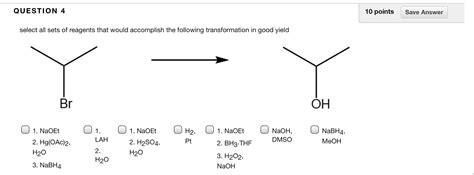 Solved Select all sets of reagents that would accomplish the | Chegg.com