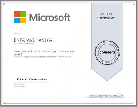Aspnetcore Webdevelopment Microsoftcertified Coursera Ekta Vaghasiya