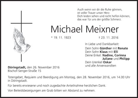 Michael Meixner Traueranzeige Franken De
