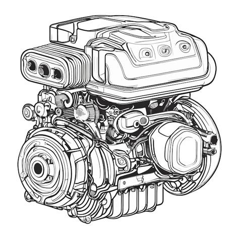 Pencil Line Art Engine Vector Drawing Premium Ai Generated Vector