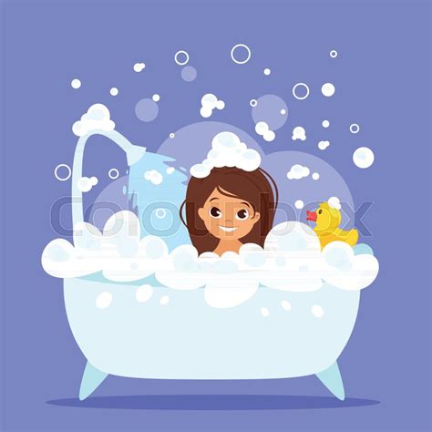 Cartoon Girl Taking A Bath