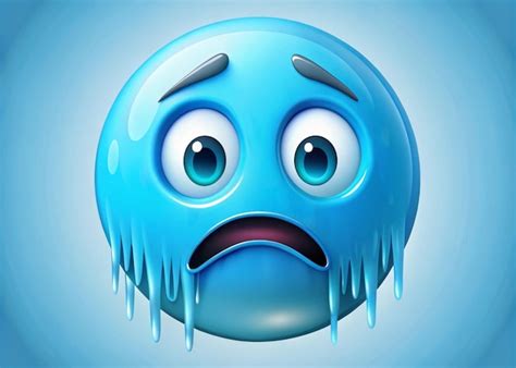 Un Emoji Azul Con Helados Que Representa El Frío Extremo O La Sensación