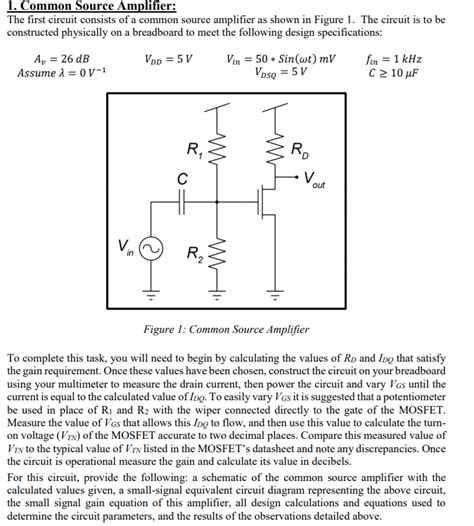 Solved Common Source Amplifier The First Circuit Chegg Com