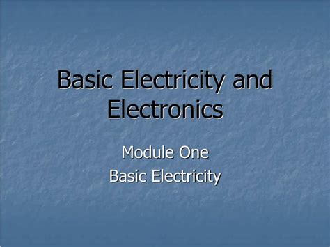 PPT Basic Electricity And Electronics PowerPoint Presentation Free Download ID