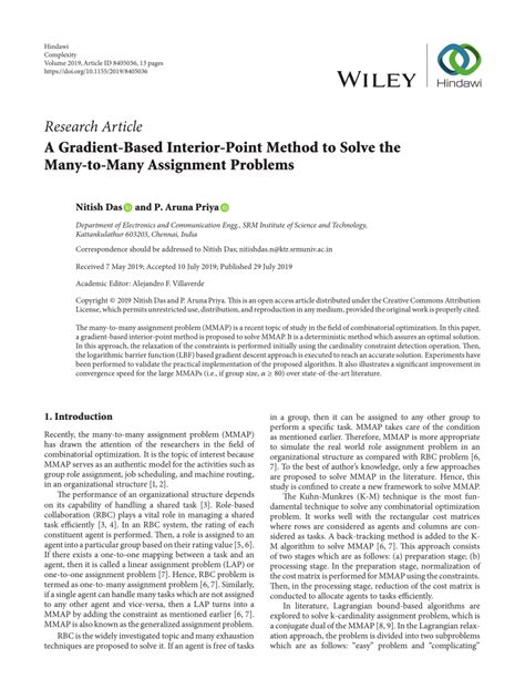 Pdf A Gradient Based Interior Point Method To Solve The Many To Many Assignment Problems