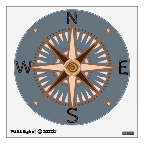 Cute Brown Compass Rose Wall Sticker