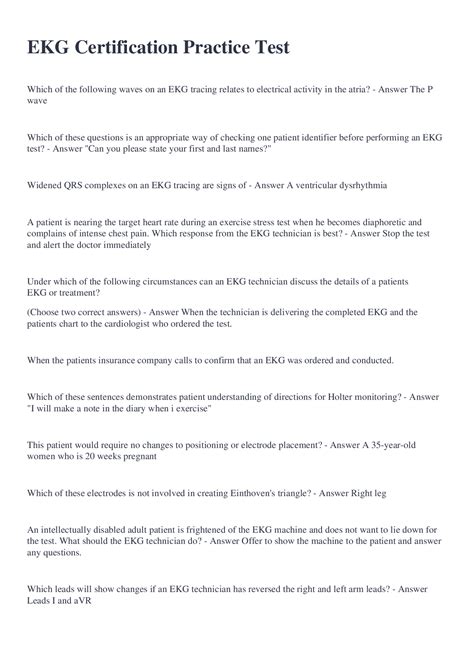 Ekg Certification Practice Test Scholarfriends