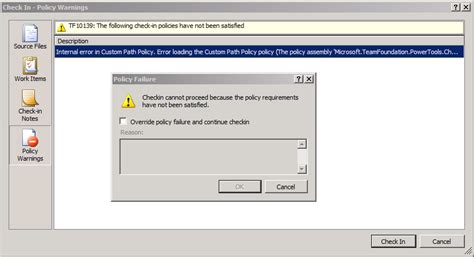C Check In Cannot Proceed While Check In Code In Tfs Stack Overflow
