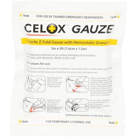 5ft Celox First Aid Z Fold Hemostatic Dressing — Chief Medical Training