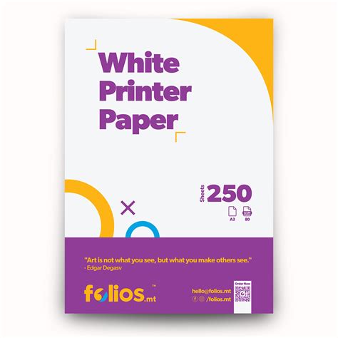 A3 White Printer Paper 80gsm 250 Sheets Folios Mt