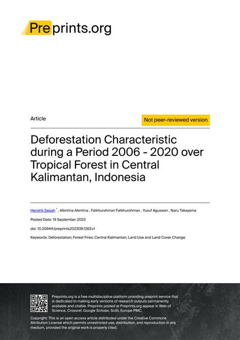 Pdf Deforestation Characteristic During A Period 2006 2020 Over