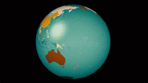 Airbrush Shaded Cartoon Style Planet Earth Spinning Seamless Looping