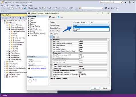 Select Recovery Model Ssms Sqlbak Blog