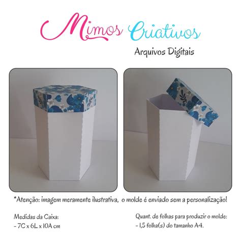 Caixa Sextavada C Tampa Reta Molde Digital Limpo Elo7