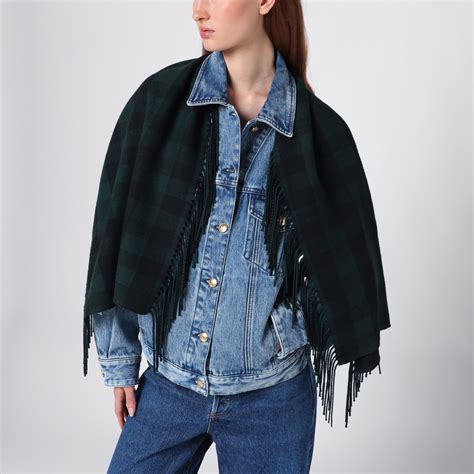 Destin British Green Check Wool And Cashmere Shawl Thedoublef