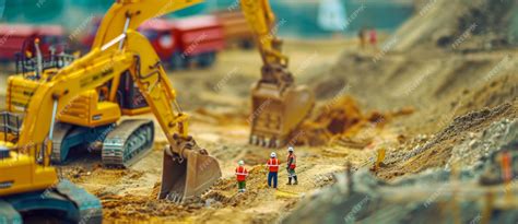 Premium Photo Miniature Construction Site Comes To Life Tiny Workers